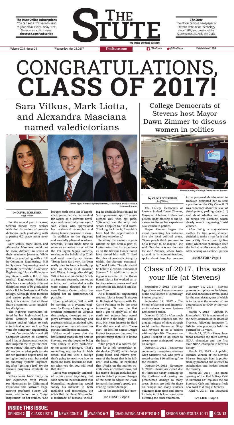 [The Stute] May 20, 2017 (Issue 24, Volume CXIV) by The Stute - Issuu