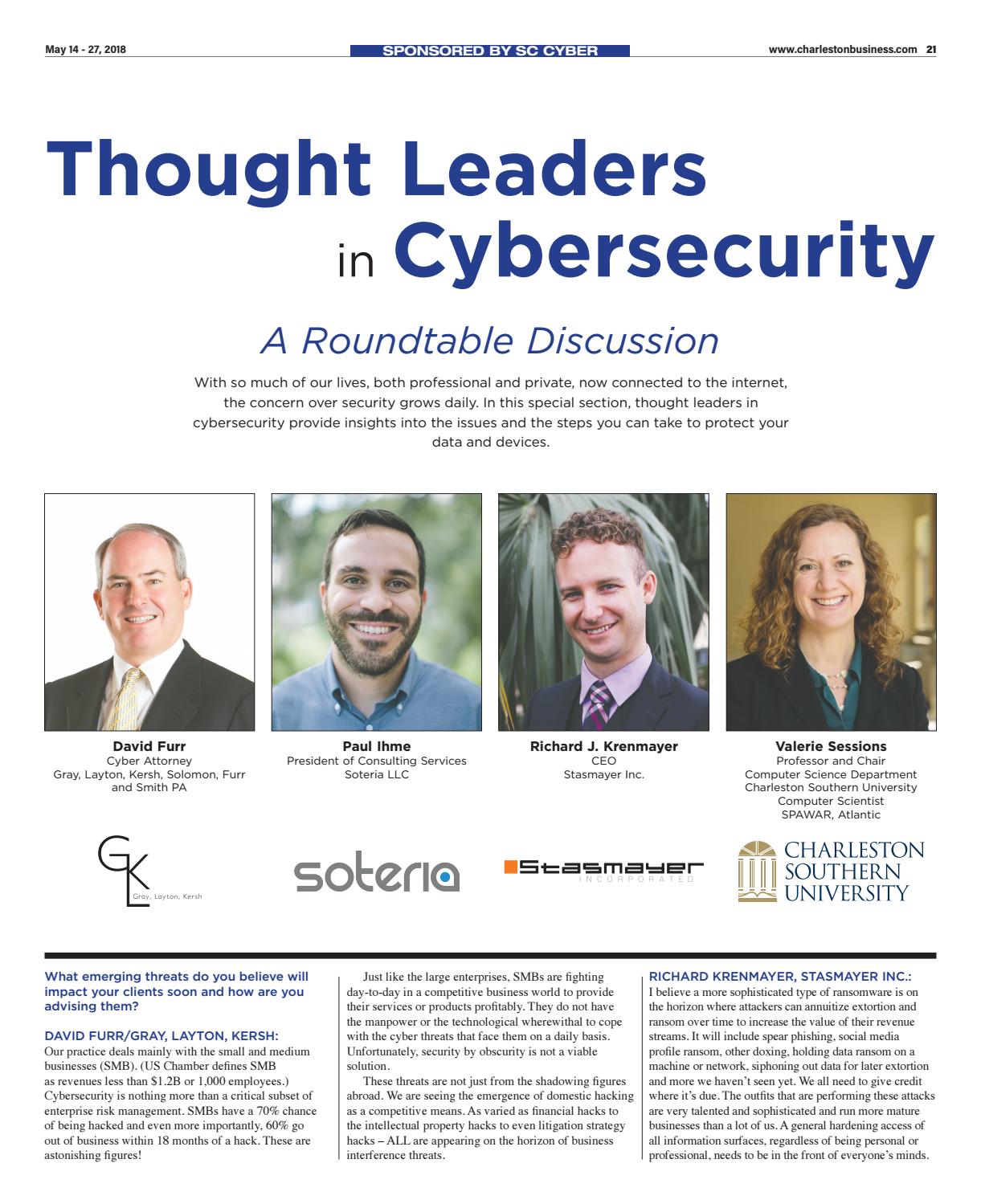 Thought Leaders in Cybersecurity by SC Biz News - Issuu