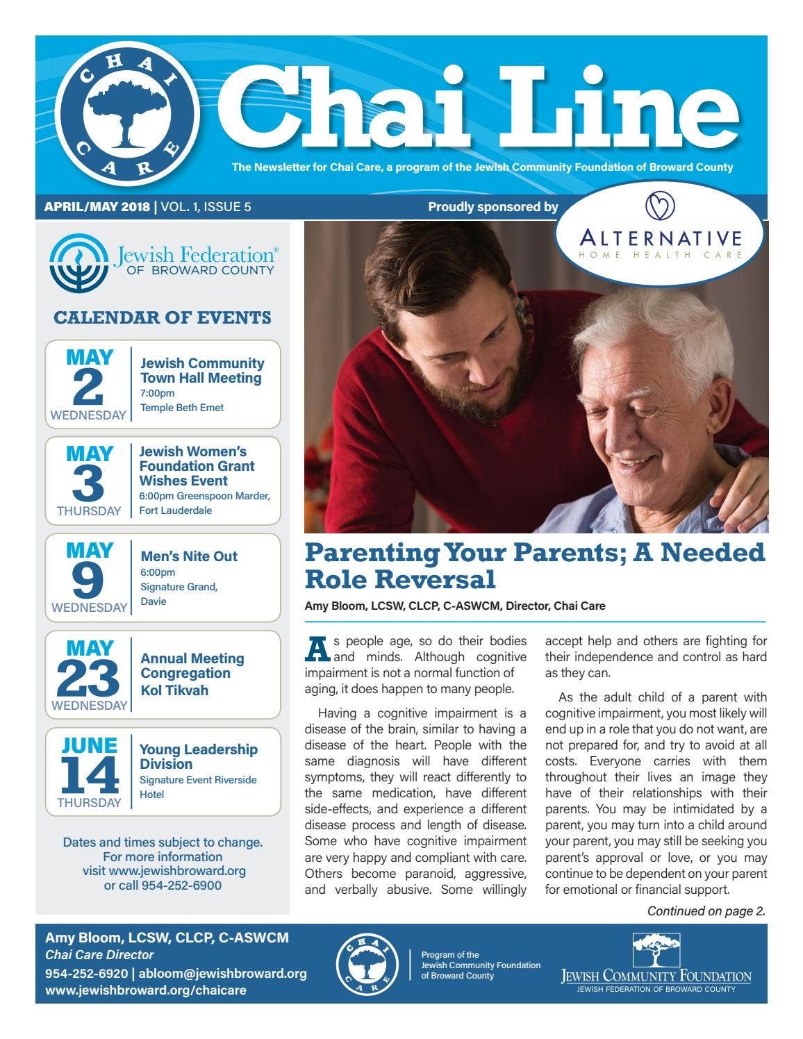 Chai Line Newsletter | April-May 2018 by Jewish Federation of Broward ...