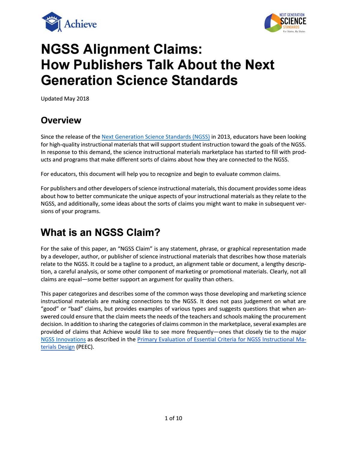 NGSS Alignment Claims by NextGenScience - Issuu