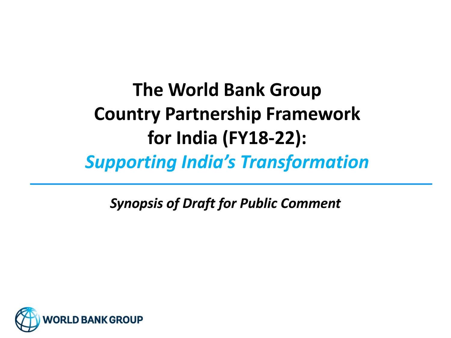 The World Bank Group’s Draft Country Partnership Framework for India ...