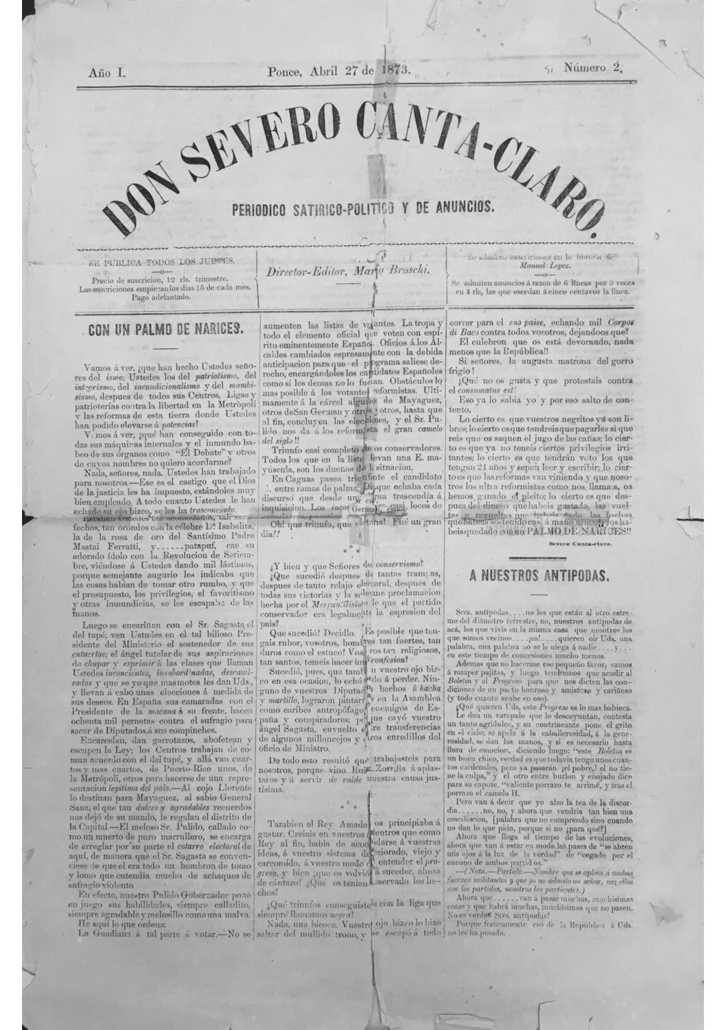 Don Severo Canta-Claro (1873) by La Colección Puertorriqueña - Issuu