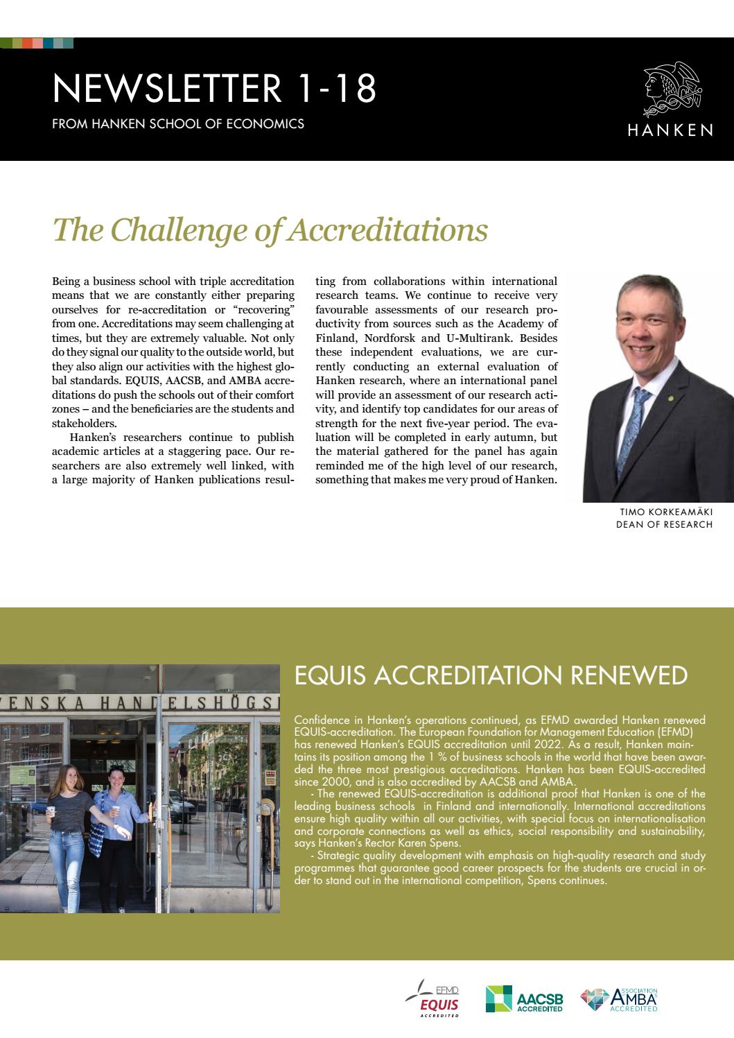 Hanken newsletter 1/2018 by Hanken School of Economics - Issuu