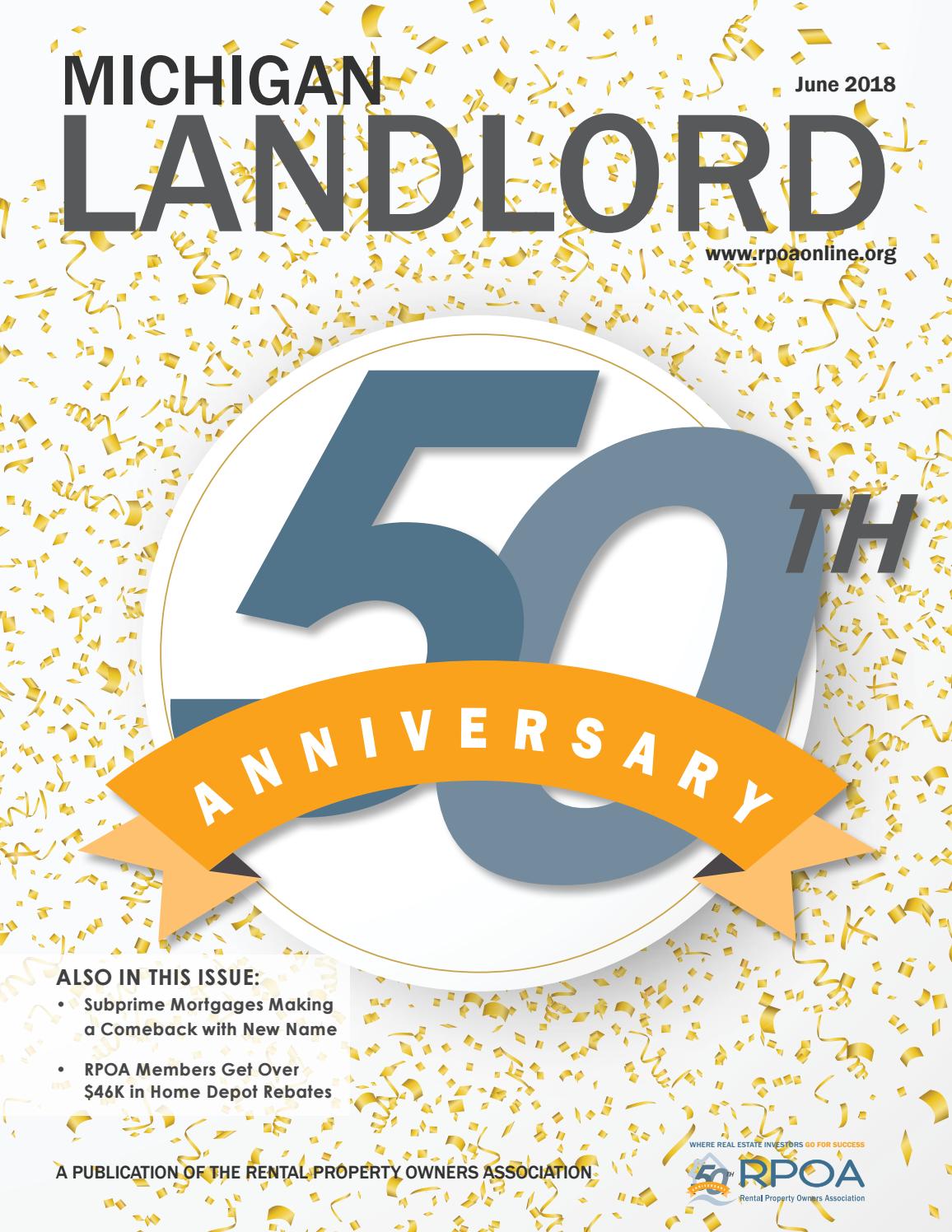 Michigan Landlord Magazine June, 2018 by RPOA - Issuu