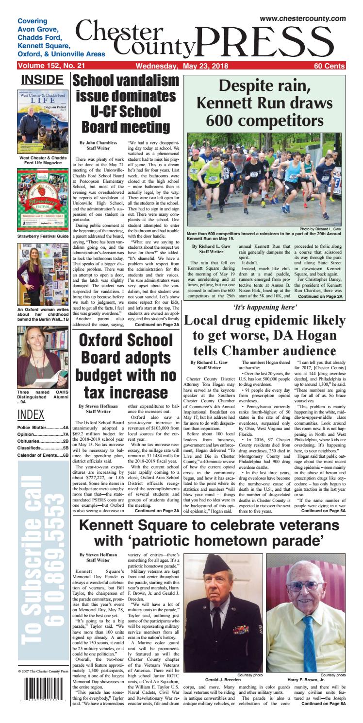 Chester County Press 05-23-2018 Edition by Ad Pro Inc. - Issuu