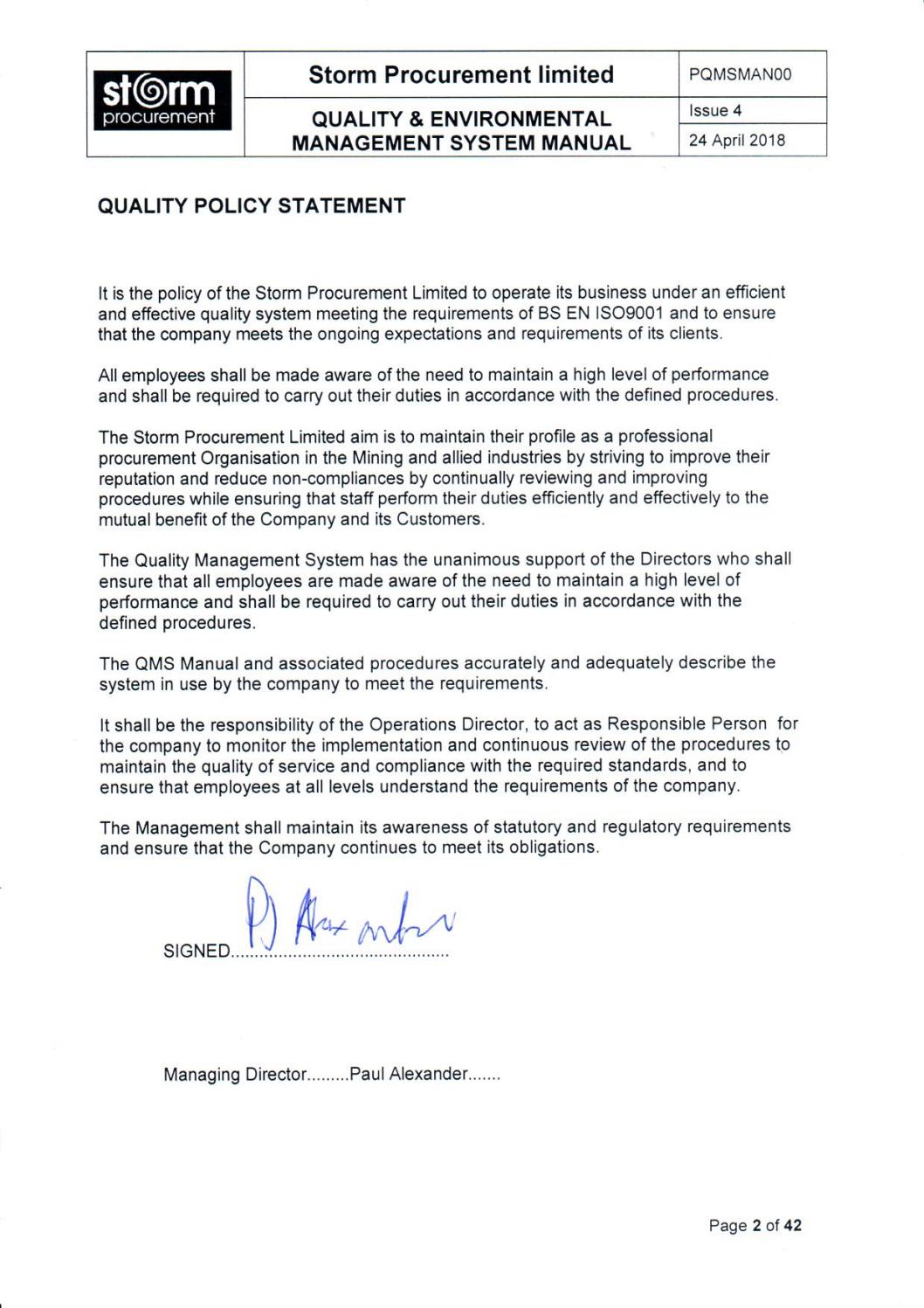 SP - QMS Statement 9001 v4 by Storm Technologies Ltd - Issuu