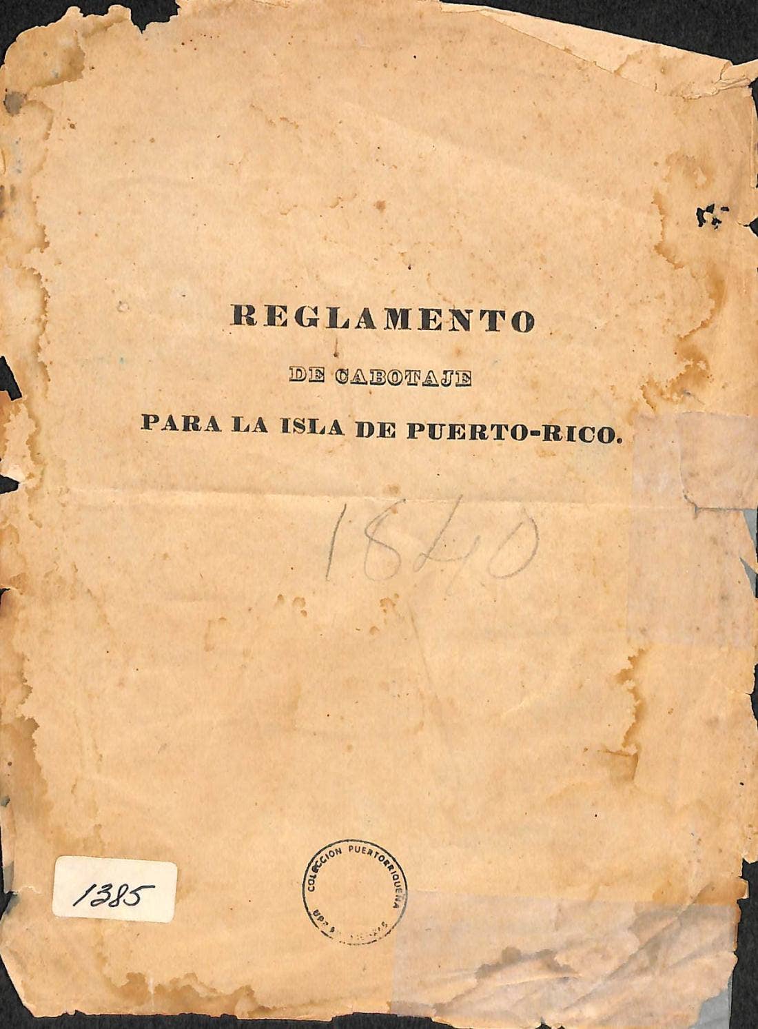 Reglamento de Cabotaje para la Isla de Puerto Rico by La Colección ...