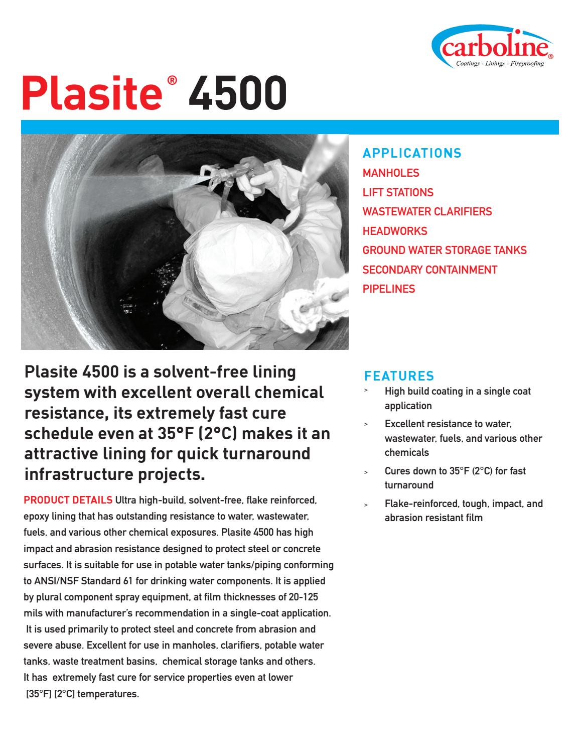 Carboline Plasite® 4500 - Southern Trenchless Solutions - Submittal by ...