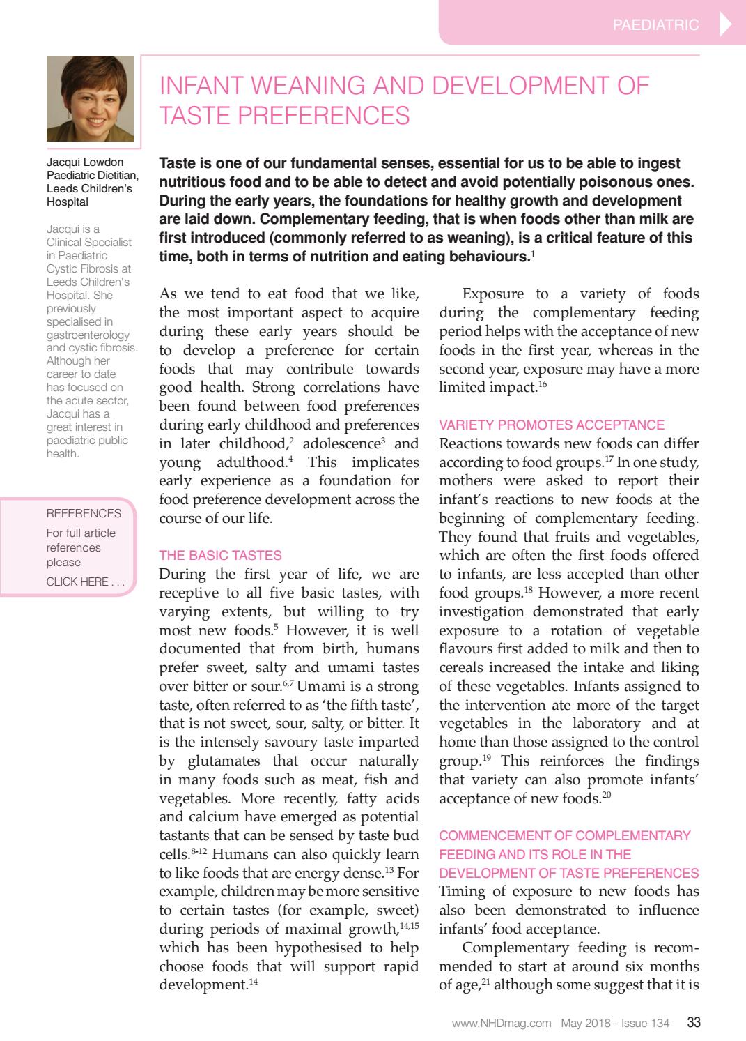 NHD: Infant weaning and development of taste preferences by NH ...