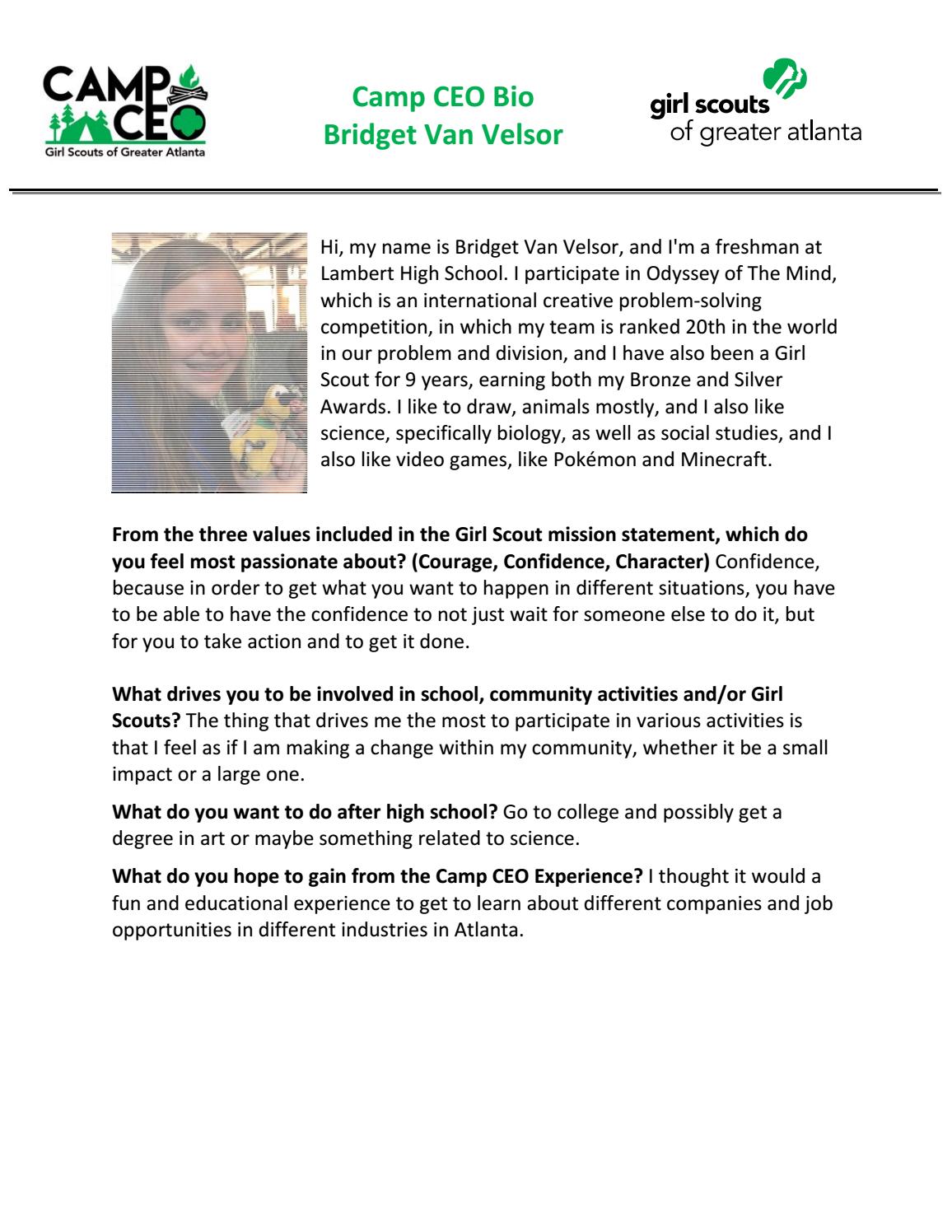 2018 Camp CEO Bio Book- Girl Scouts of Greater Atlanta by Girl Scouts ...