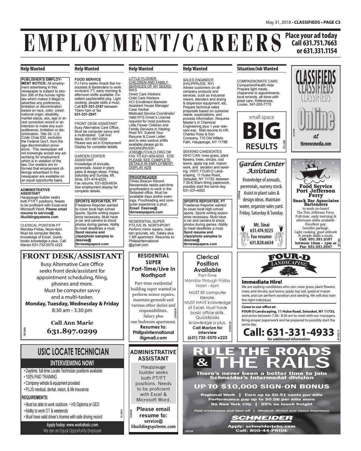 Employment/Careers - May 31, 2018 by TBR News Media - Issuu