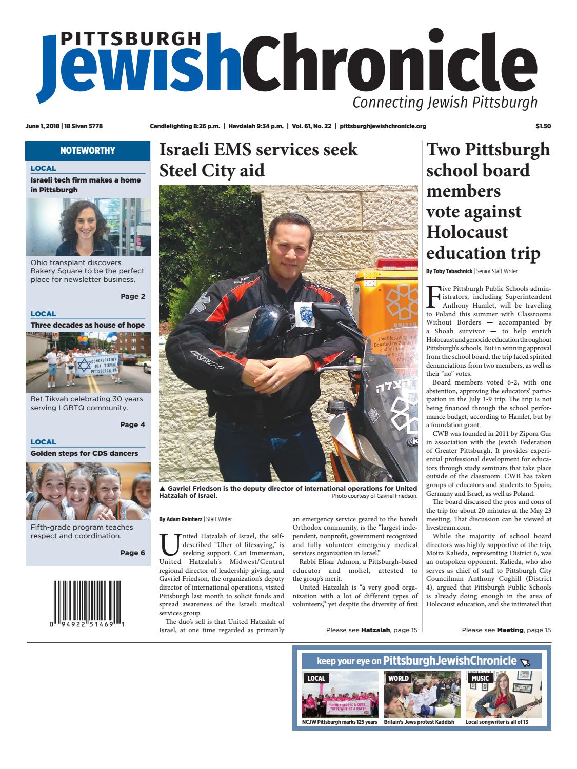 Pittsburgh Jewish Chronicle 6/1/2018 by Pittsburgh Jewish Chronicle - Issuu