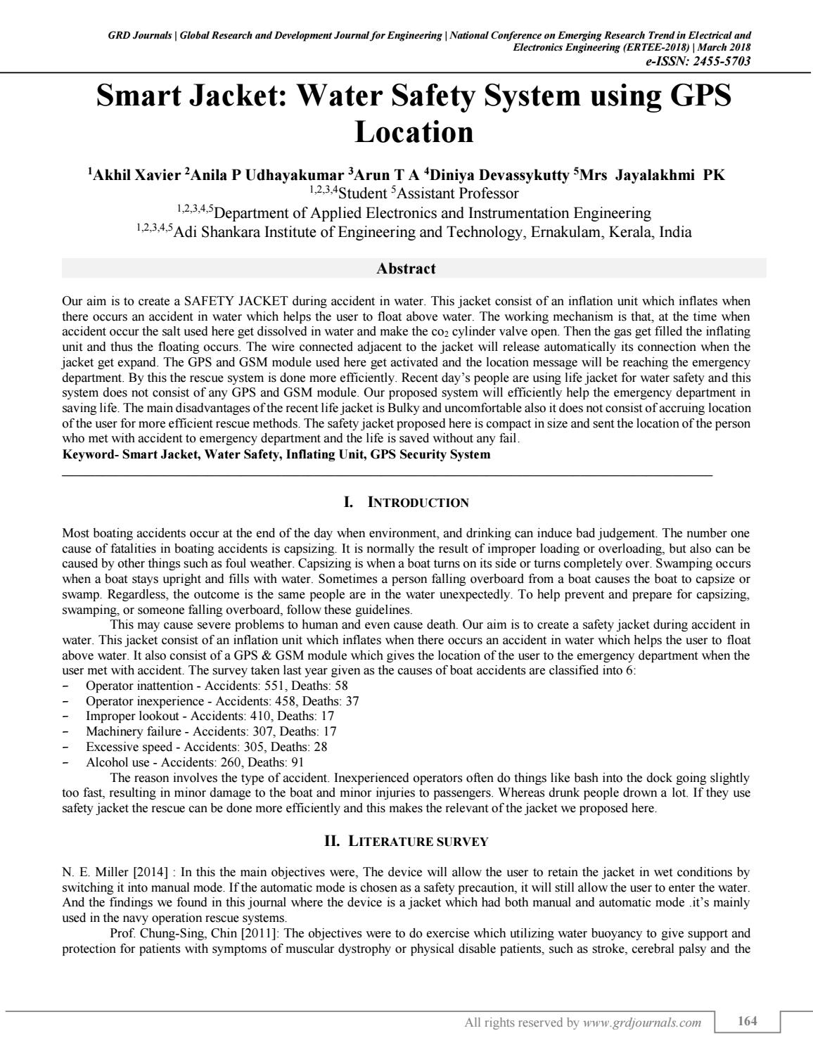 Smart Jacket: Water Safety System using GPS location by GRD Journals - Issuu