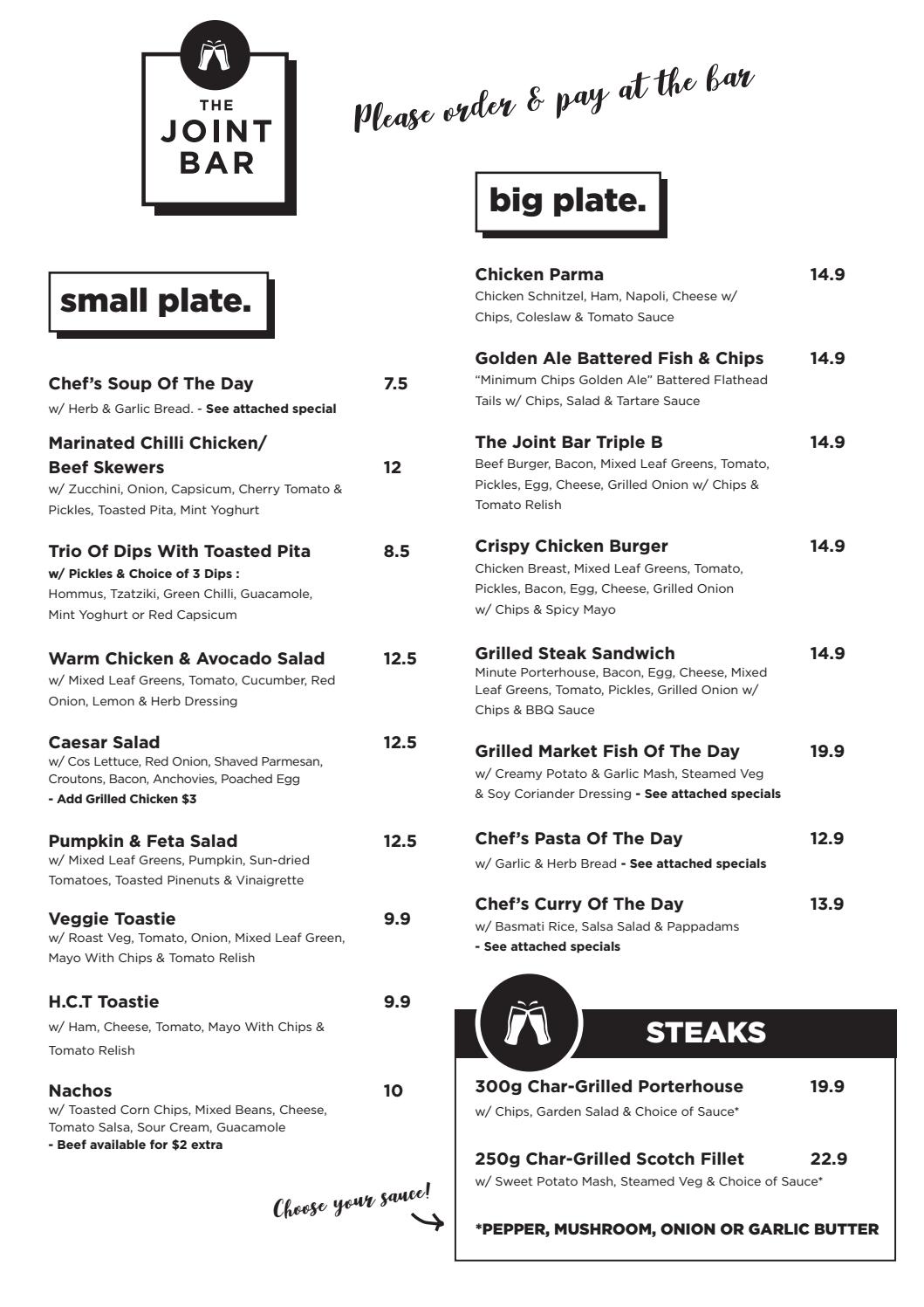 The Joint Bar Food menu 2018 by WebsiteWise - Issuu