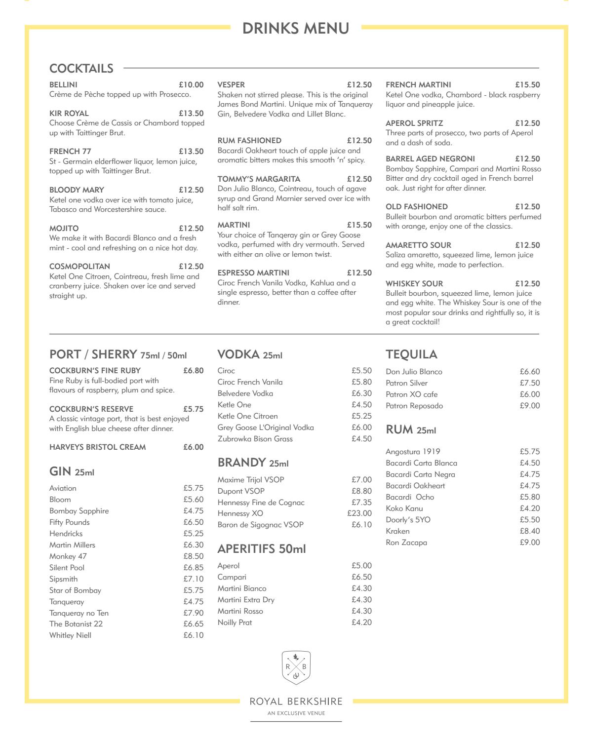 Royal Berkshire Drinks Menu by Exclusive Collection - Issuu