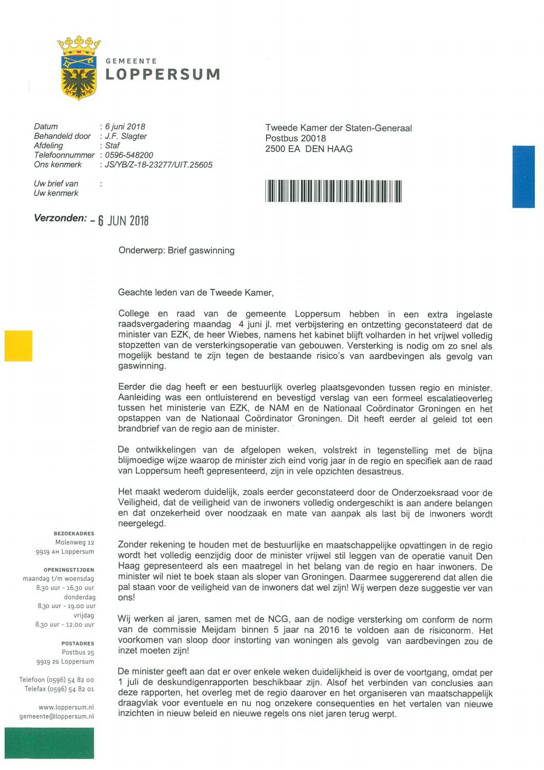 Brandbrief gemeenteraad en college b&w gemeente loppersum by dvhn - Issuu