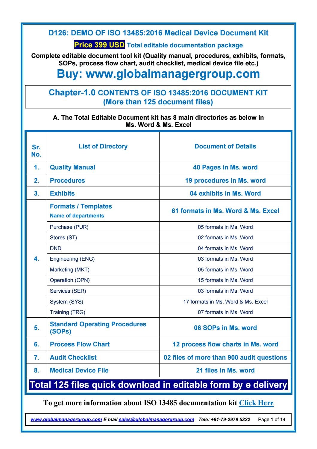 ISO 13485 Documentation By Global Manager Group Issuu