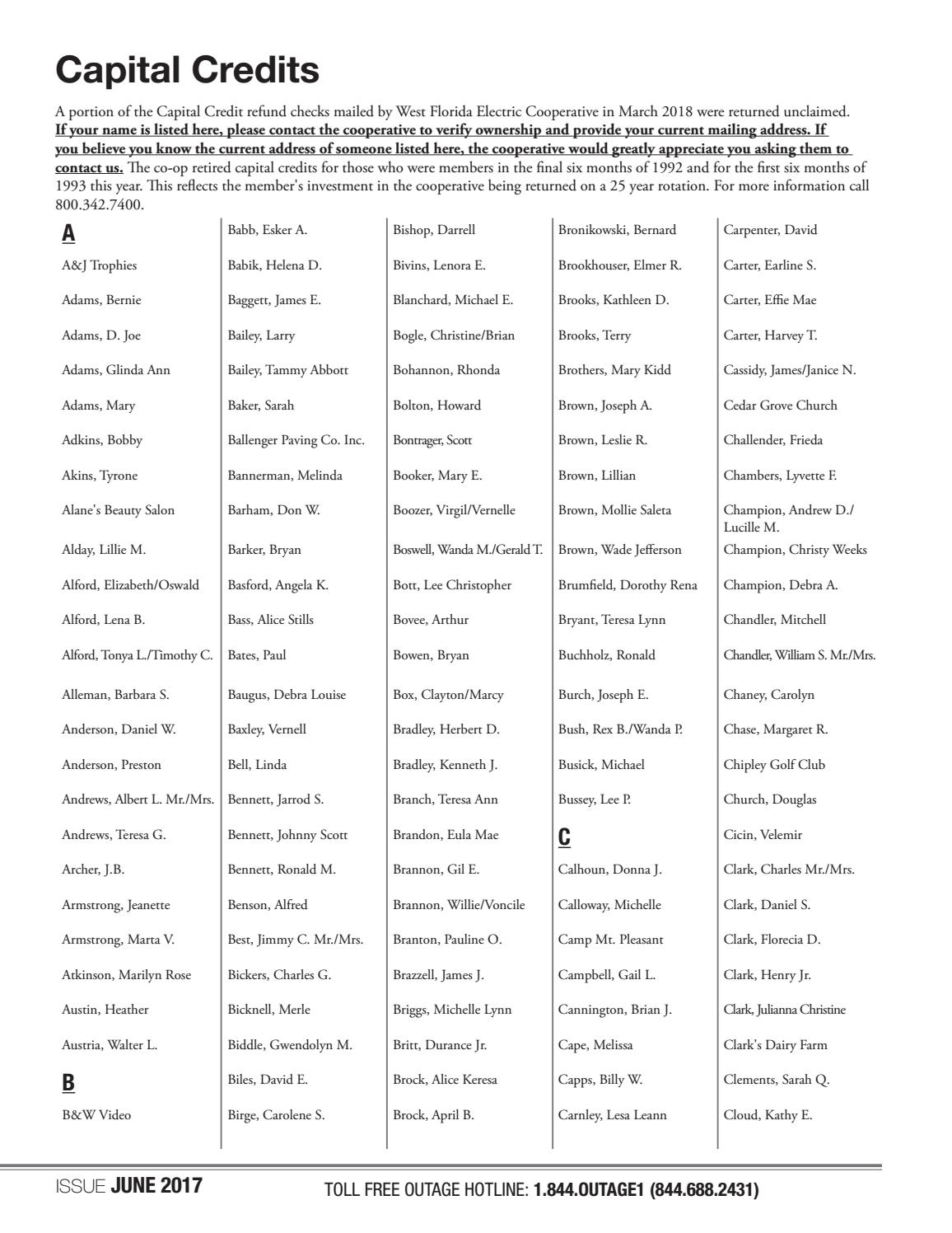 2018 capital credits list final by Candace Croft - Issuu