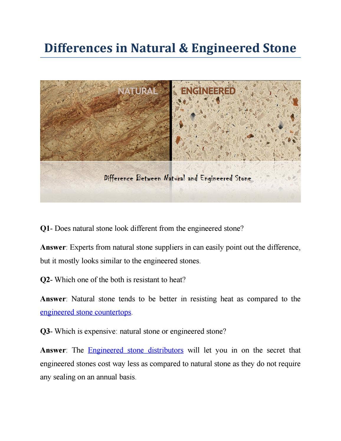 Imp Differences in Natural & Engineered stone by Mont Surfaces - Issuu