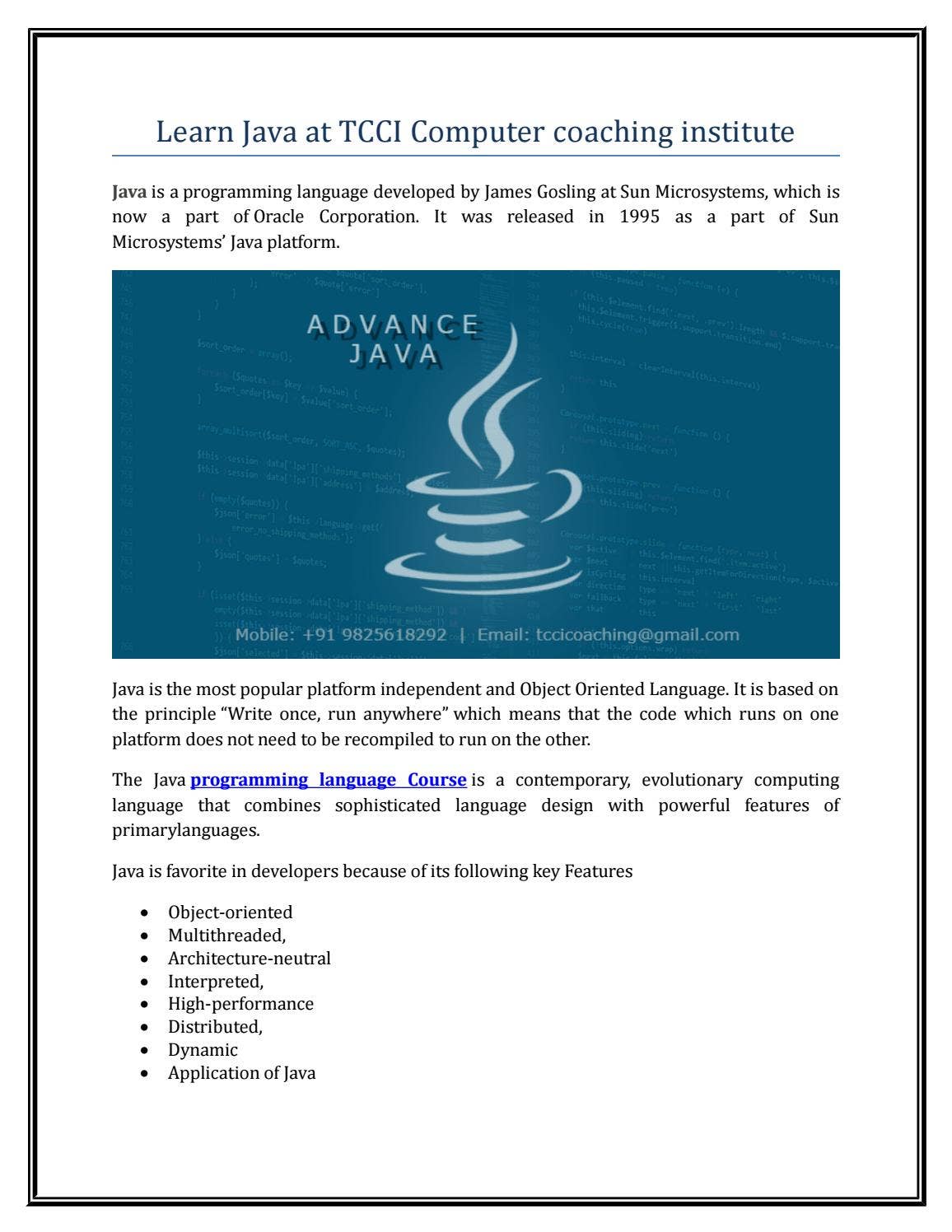 Learn java at tcci computer coaching institute by Rosario Riley - Issuu