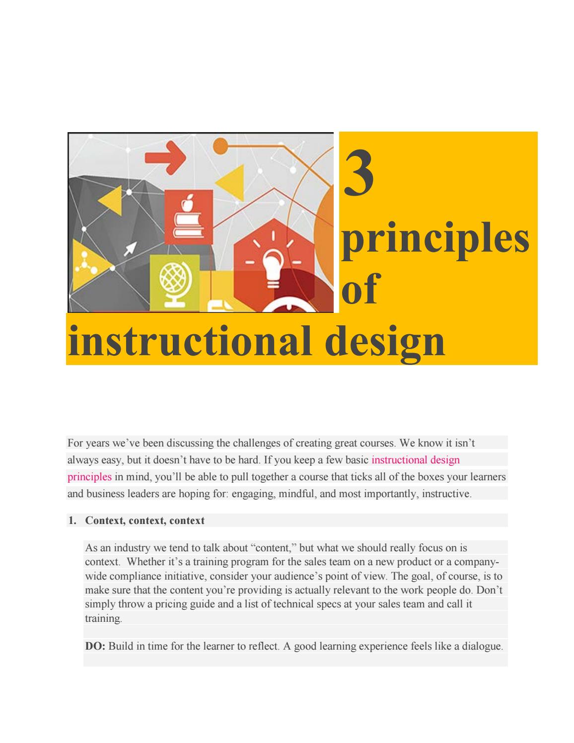 3 principles of instructional design by Nadia Serhani - Issuu