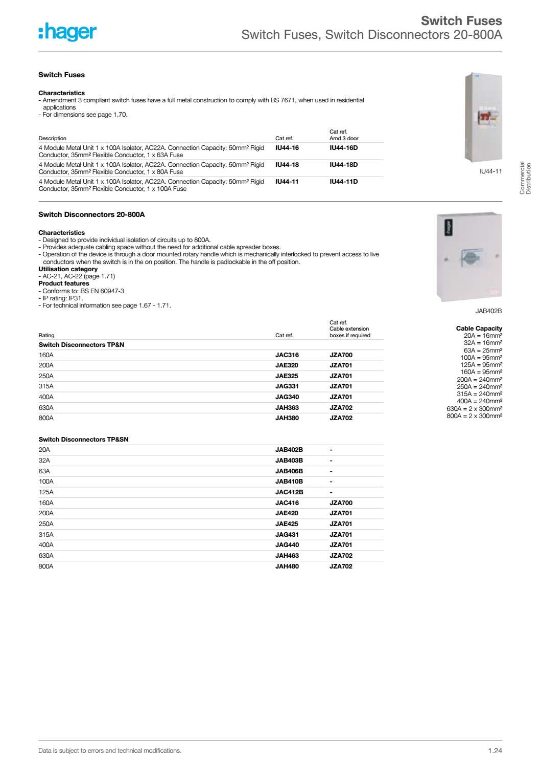 Hager 63a Switch Fuse Delicate Colors | www.oceanproperty.co.th