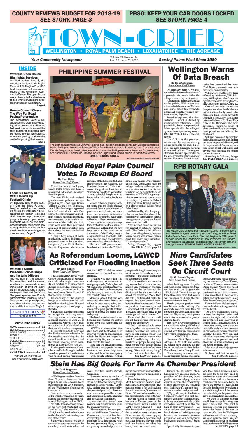 Town-Crier Newspaper June 15, 2018 by Wellington The Magazine LLC - Issuu