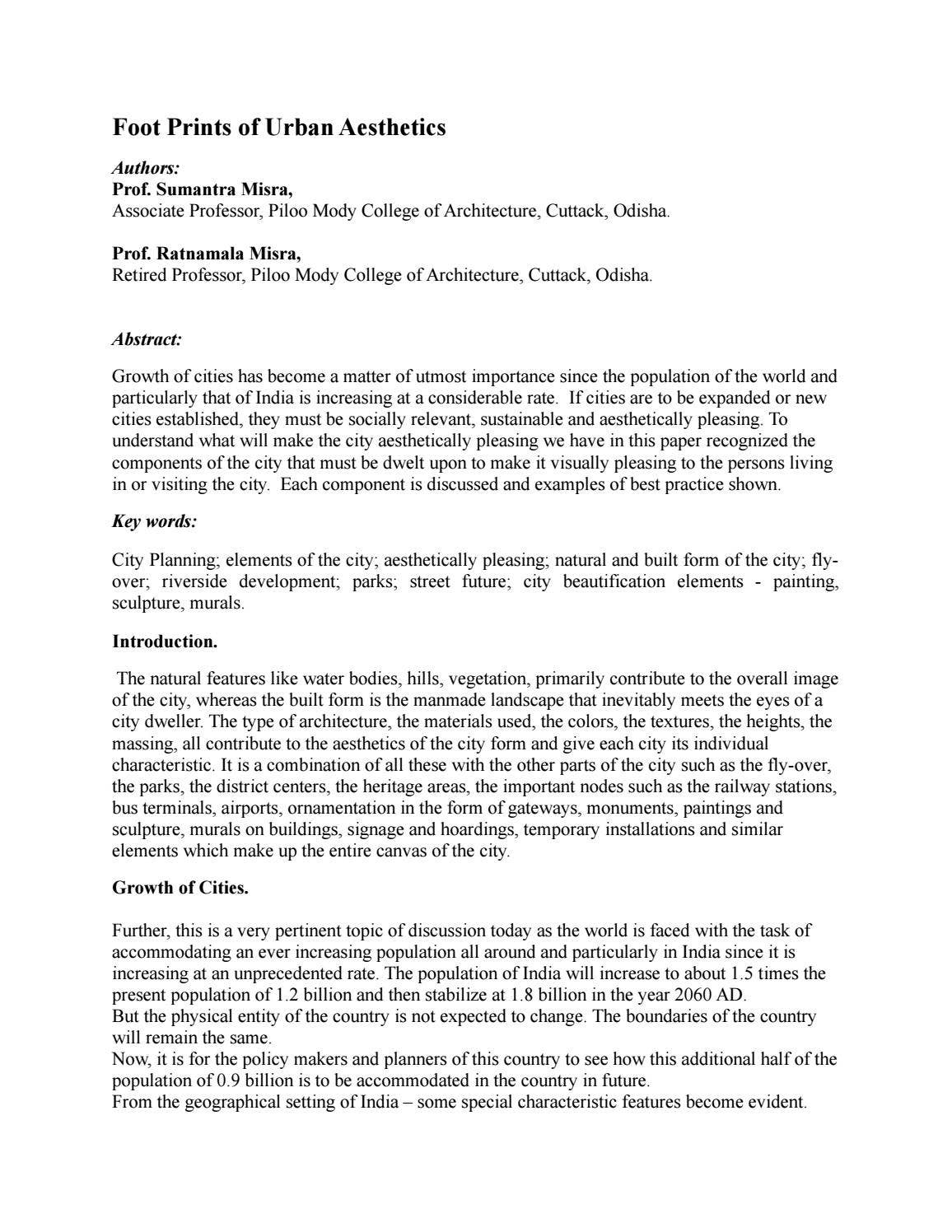 Footprints of Urban Aesthetics by Sumantra Misra - Issuu
