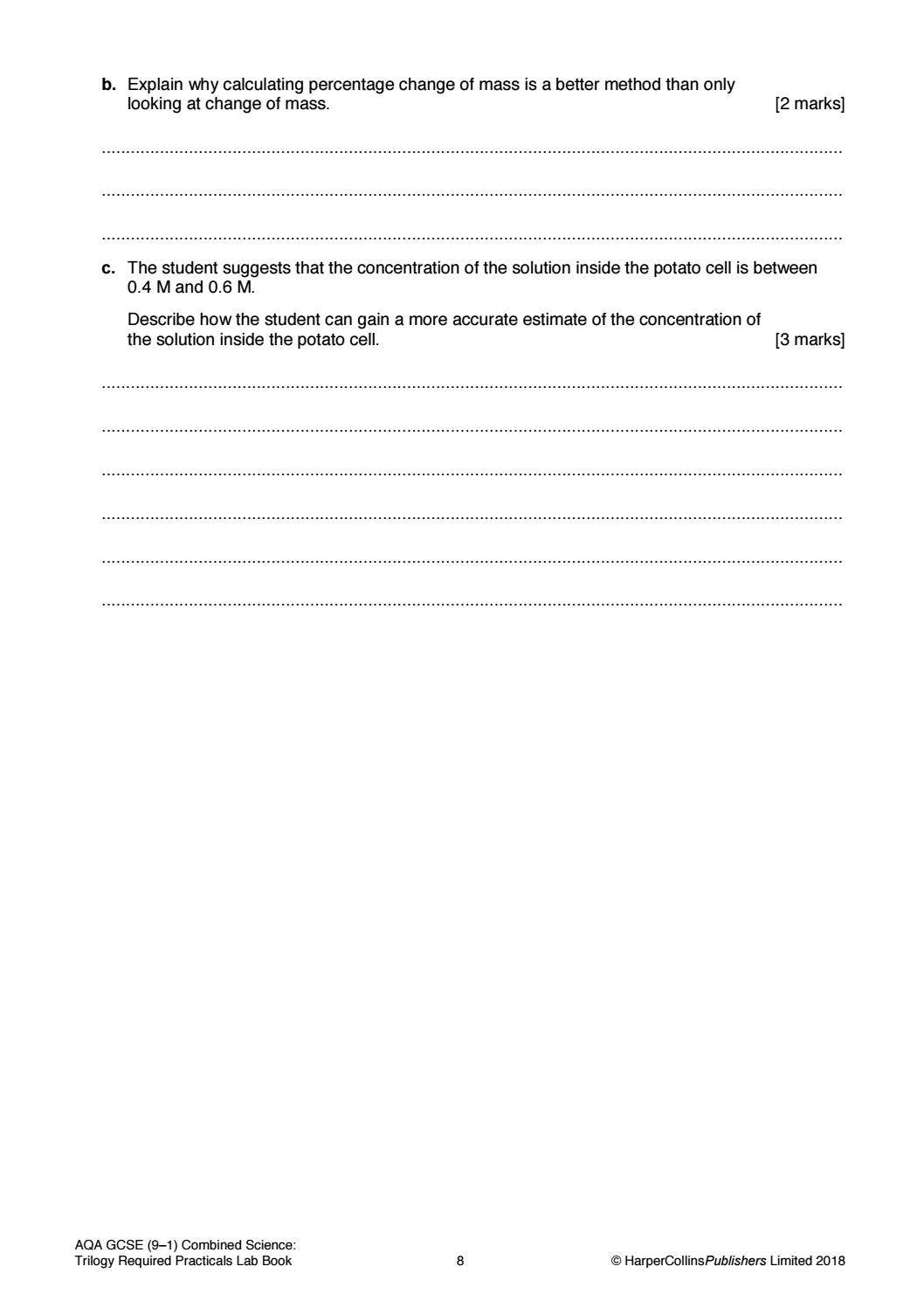 AQA GSCE Combined Science (9-1) Required Practicals Lab Book Sample by ...