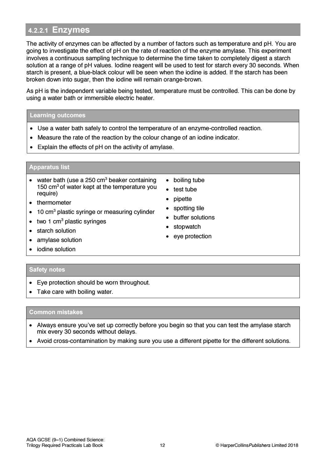 AQA GSCE Combined Science (9-1) Required Practicals Lab Book Sample by ...