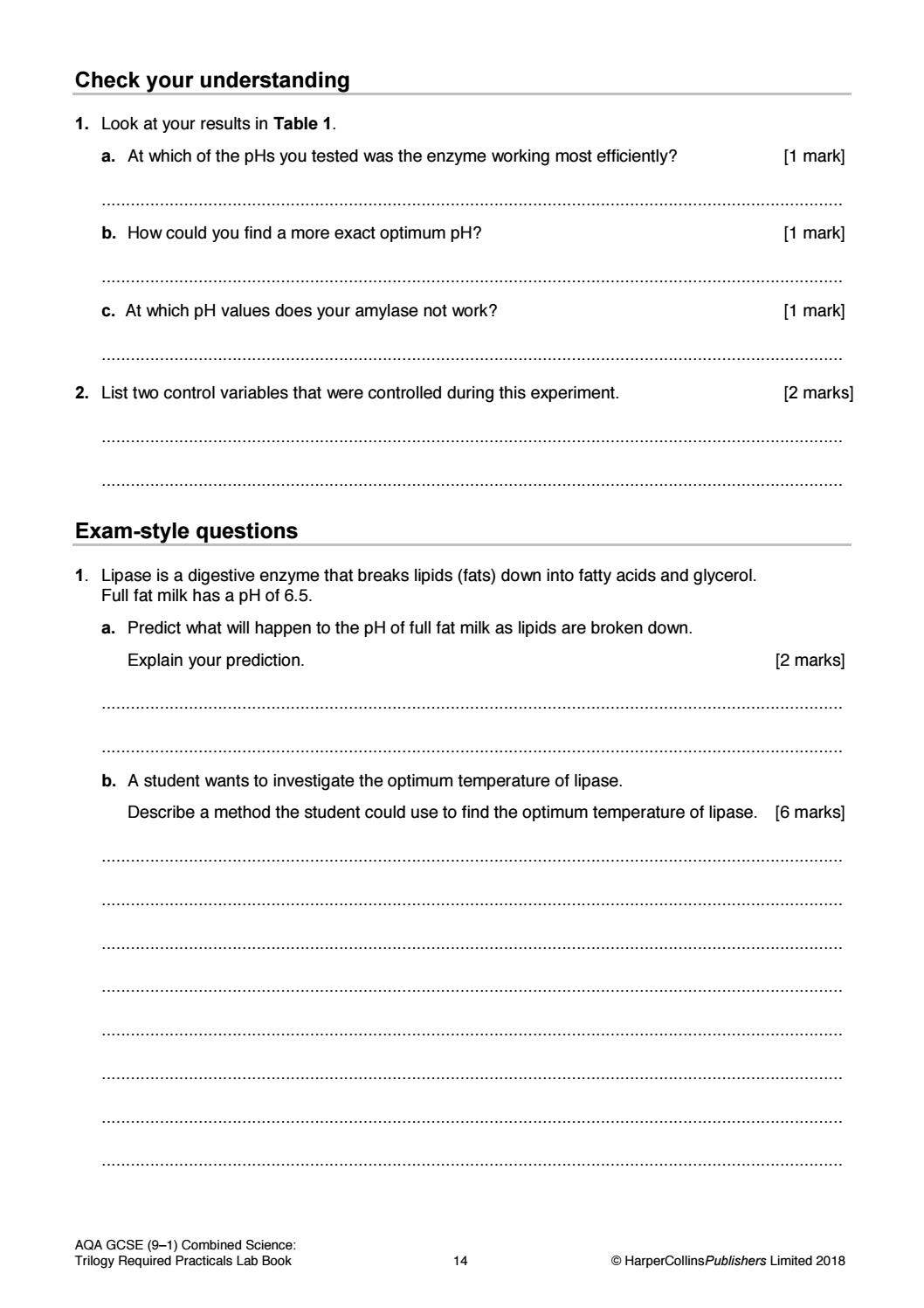 AQA GSCE Combined Science (9-1) Required Practicals Lab Book Sample by ...
