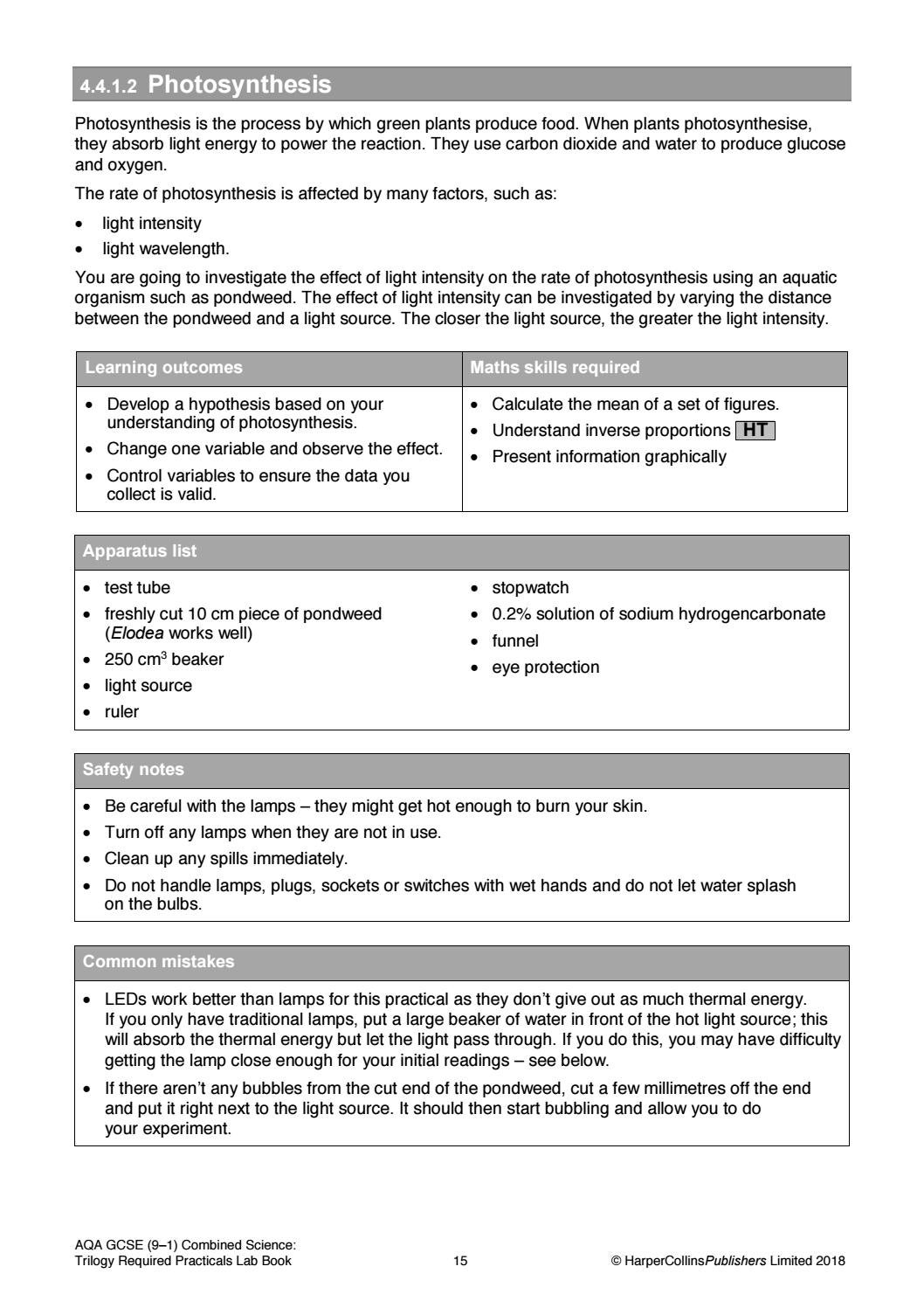 AQA GSCE Combined Science (9-1) Required Practicals Lab Book Sample by ...