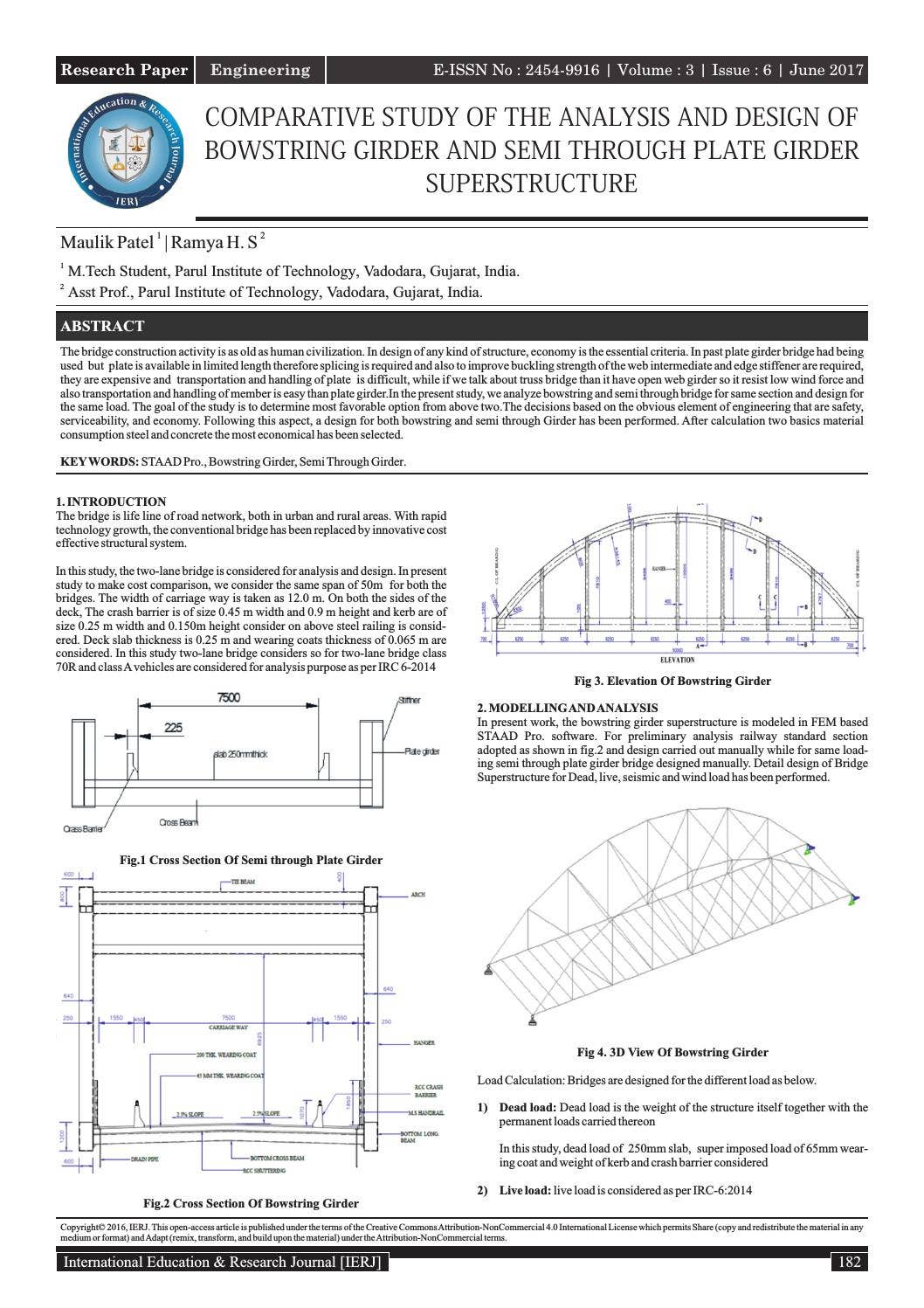 COMPARATIVE STUDY OF THE ANALYSIS AND DESIGN OF BOWSTRING GIRDER AND ...
