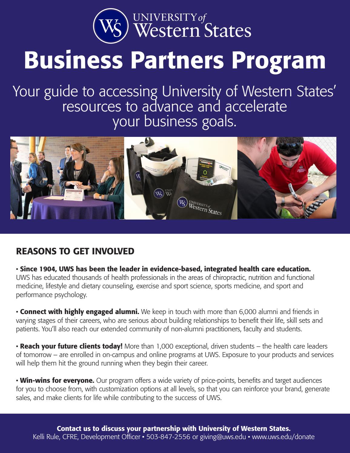 Business Partners Brochure by University of Western States - Issuu