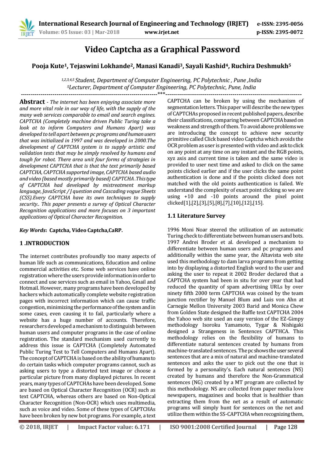IRJET-Video Captcha as a Graphical Password by IRJET Journal - Issuu