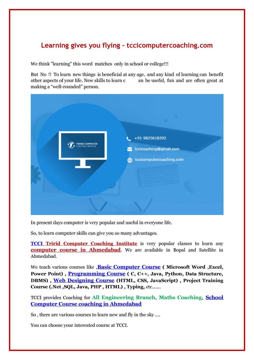 Learning gives you flying tccicomputercoaching com by Rosario Riley - Issuu