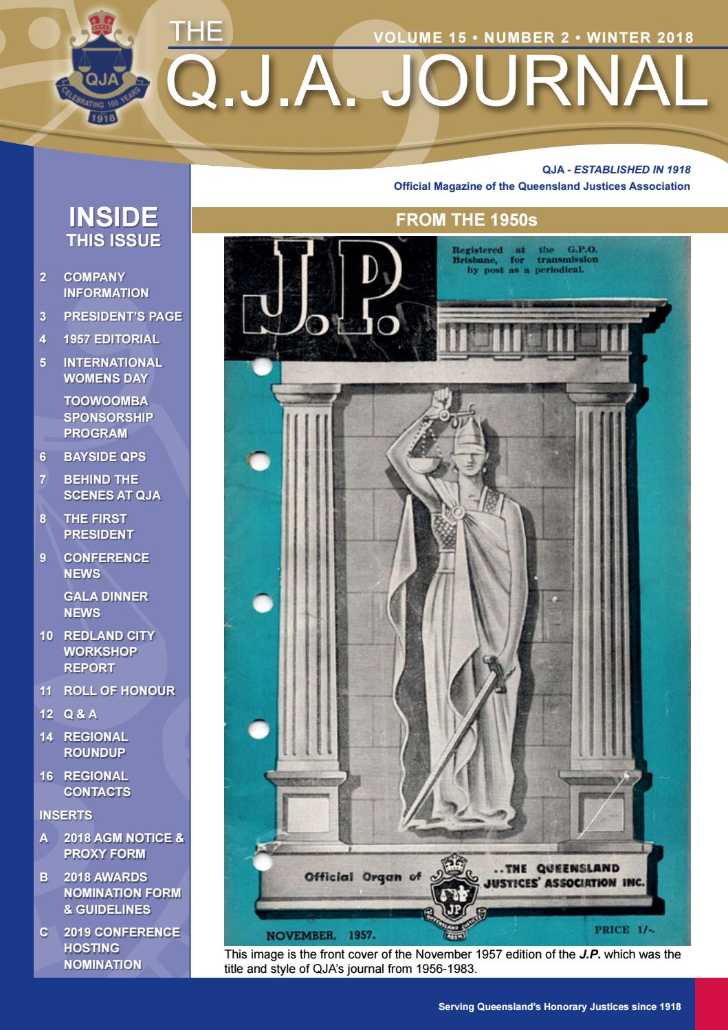 QJA Journal Winter 2018 by Queensland Justices Association - Issuu