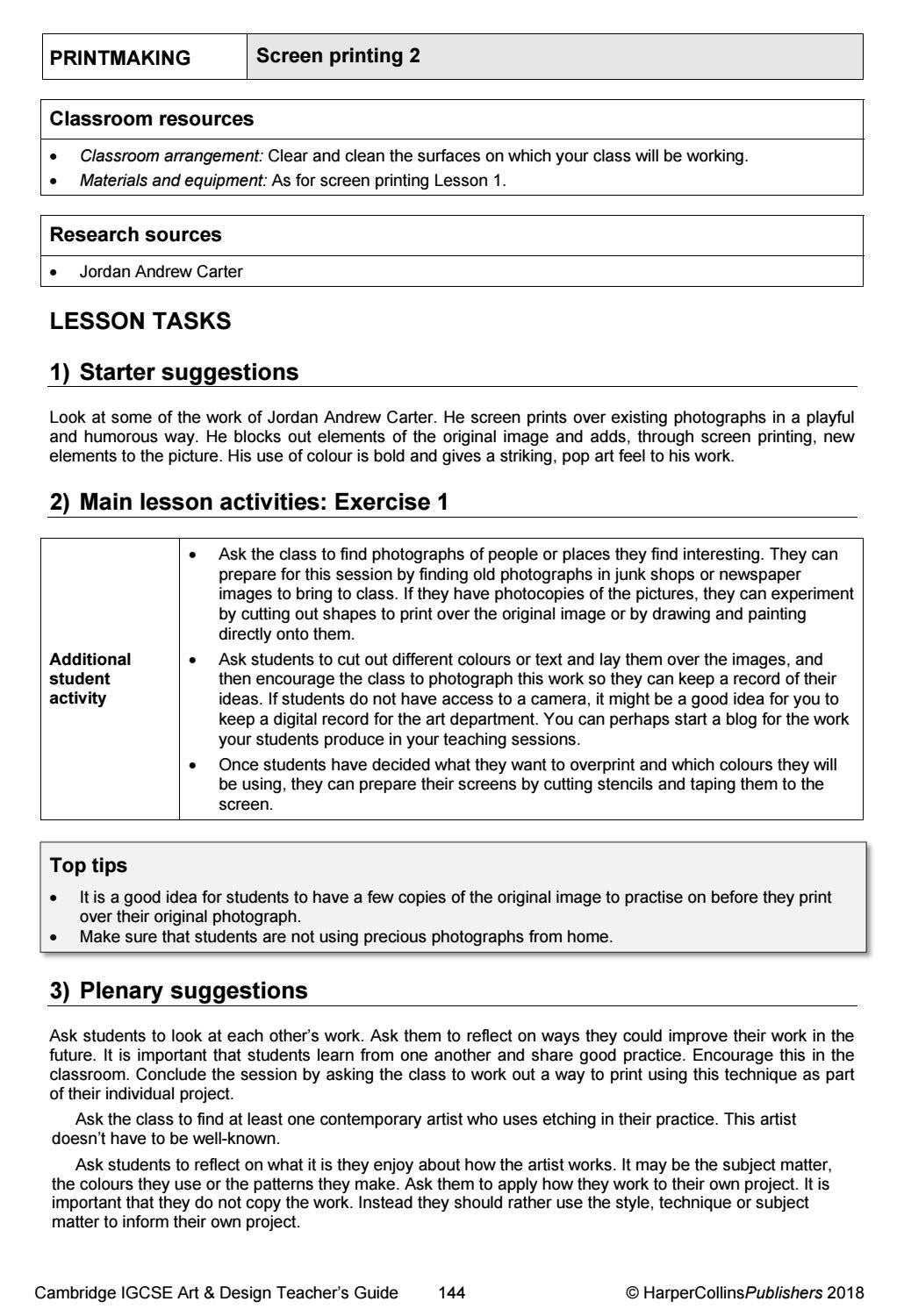 Cambridge IGCSE® Art and Design Teacher’s Guide Preview by Collins - Issuu