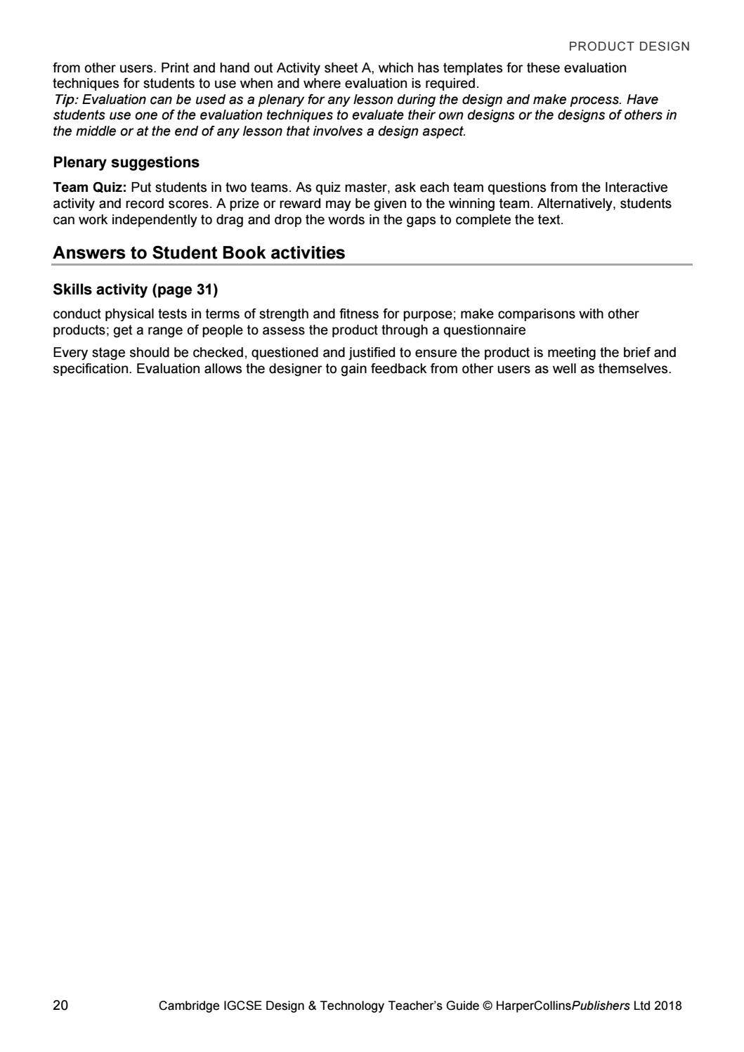 Cambridge IGCSE® Design and Technology Teacher’s Guide Preview by ...