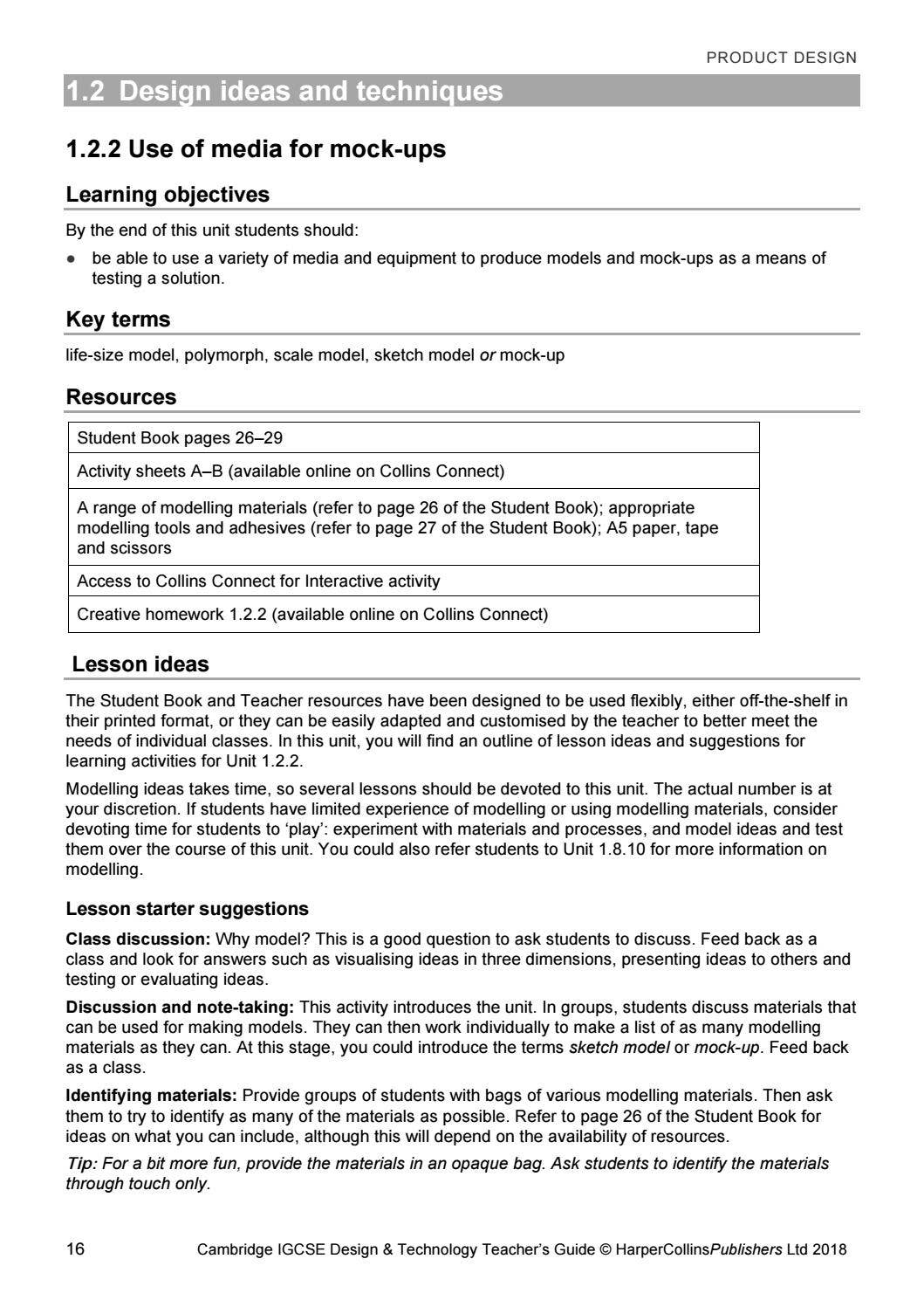 Cambridge IGCSE® Design and Technology Teacher’s Guide Preview by ...