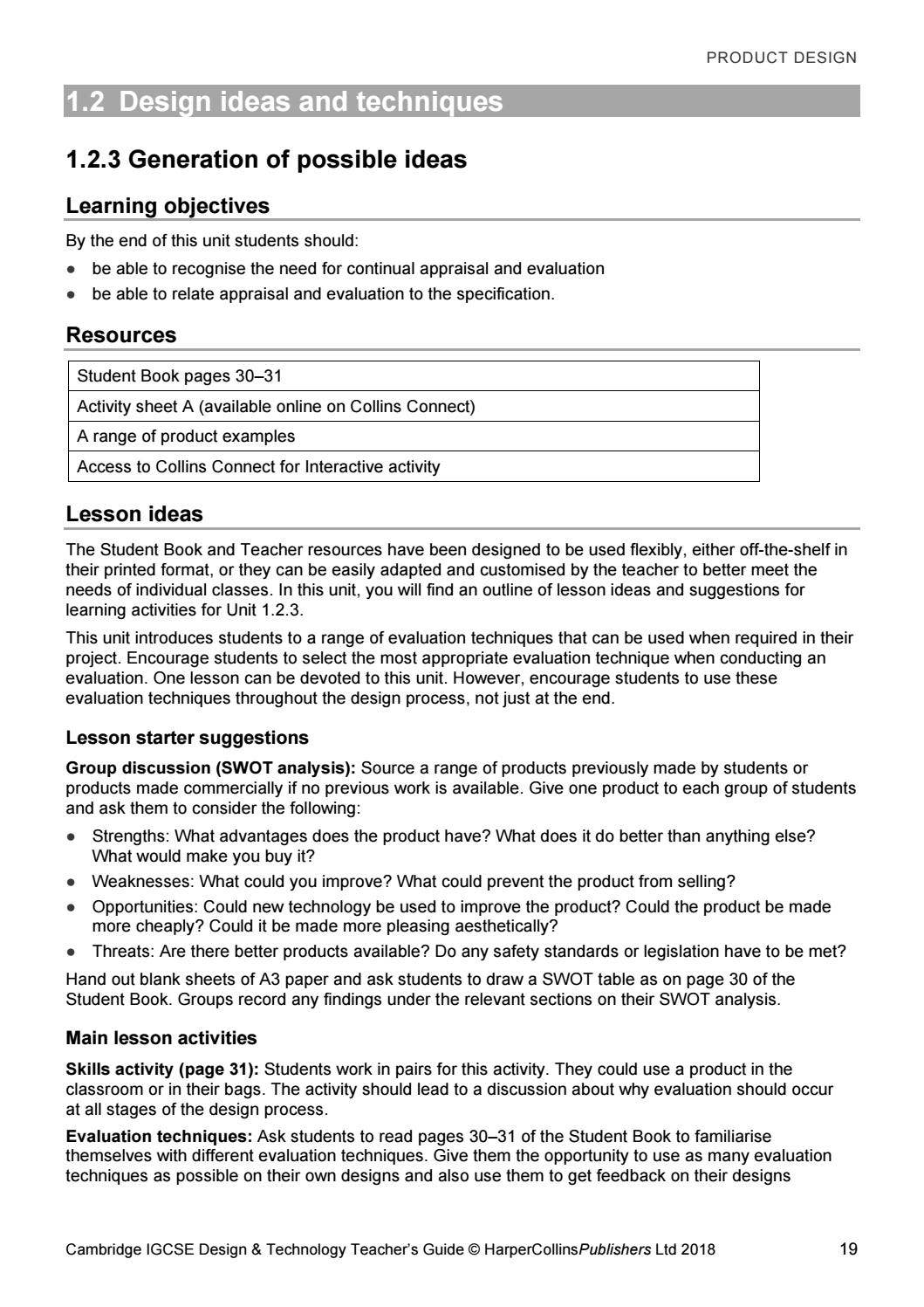 Cambridge IGCSE® Design and Technology Teacher’s Guide Preview by ...