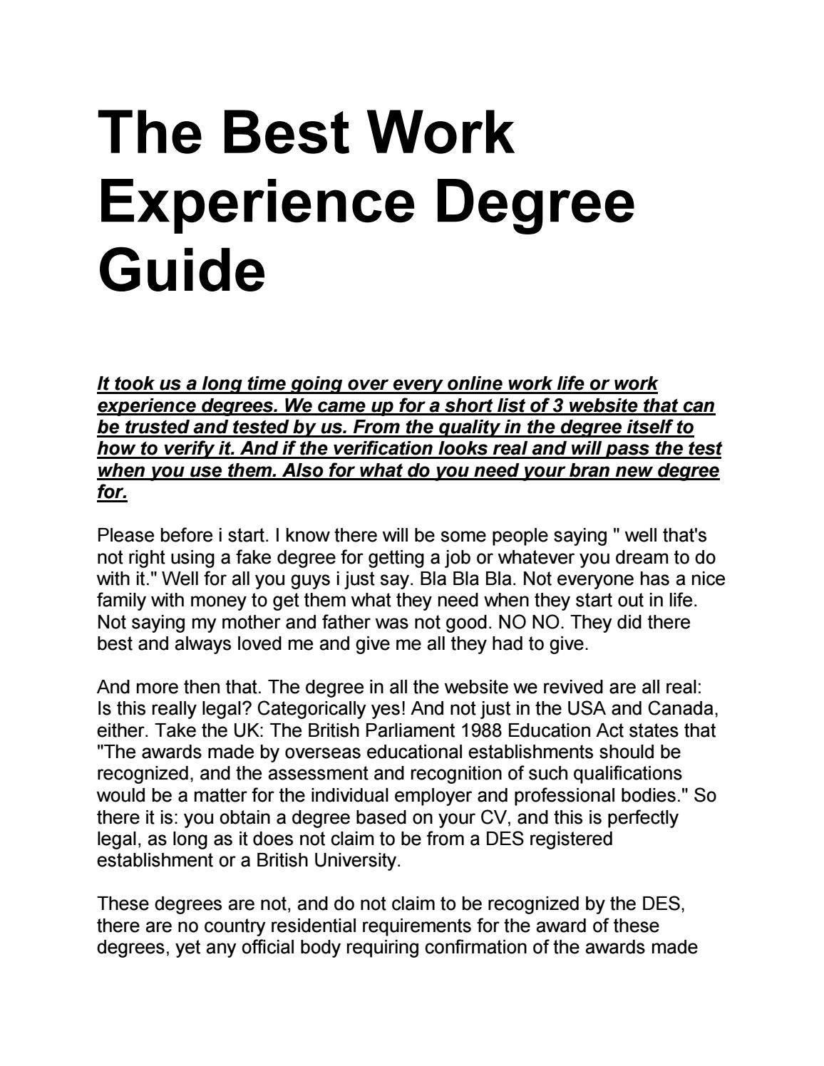 The best work experience degree guide by conclubiltz - Issuu