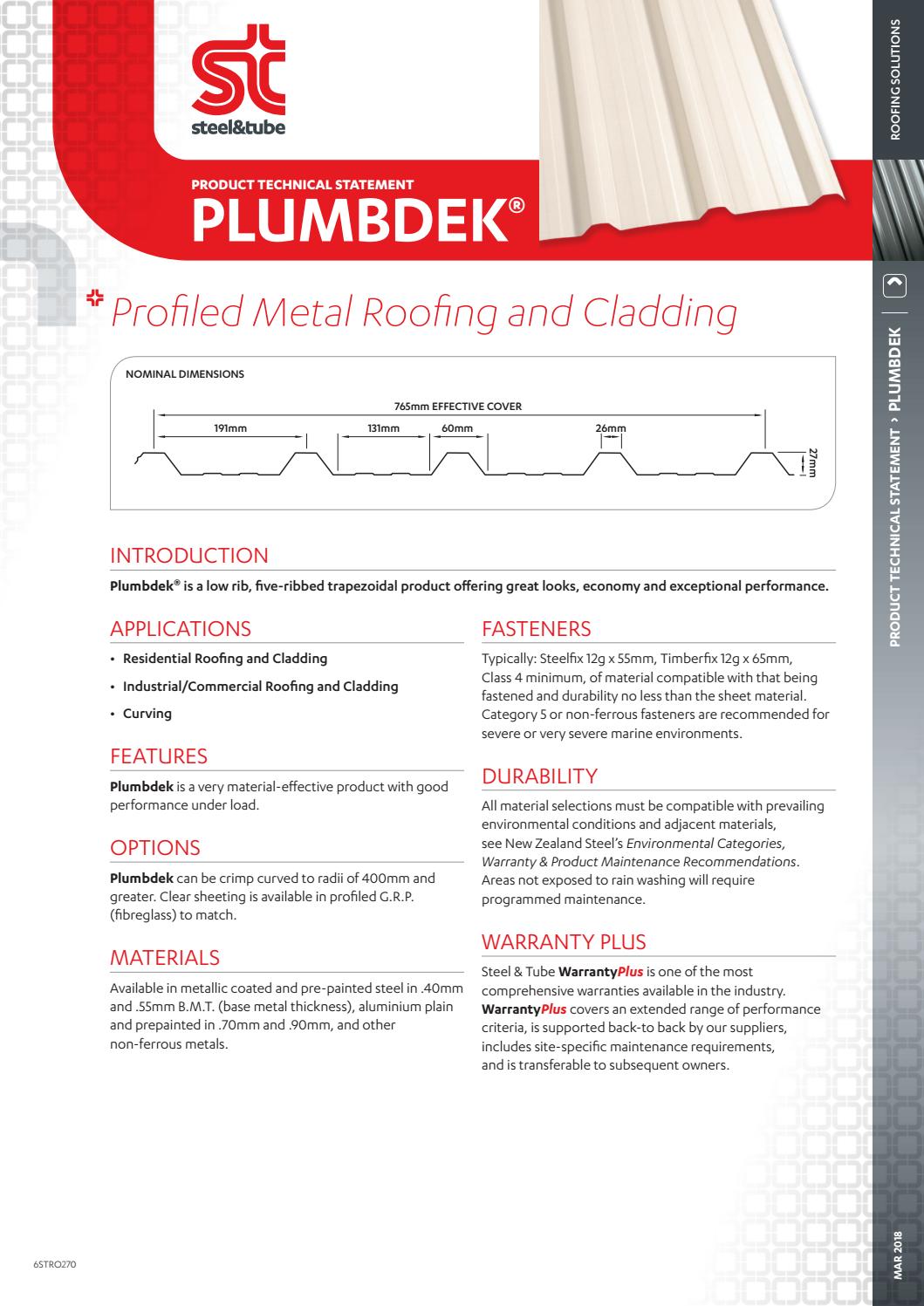 Plumbdek Product Technical Statement by Steel & Tube - Issuu