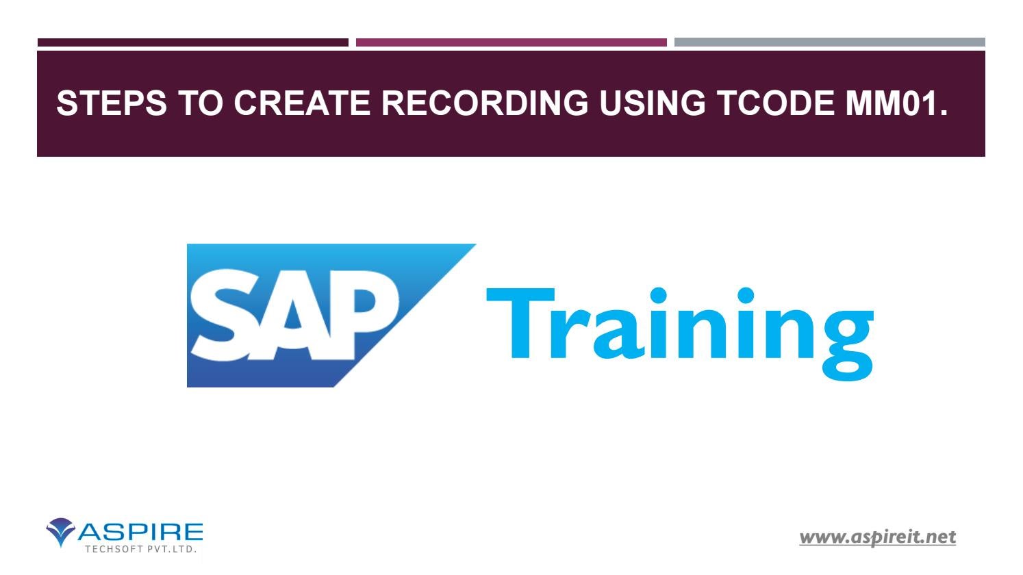 Steps of BDC Recording for Material Master - SAP ABAP Trainings by ...