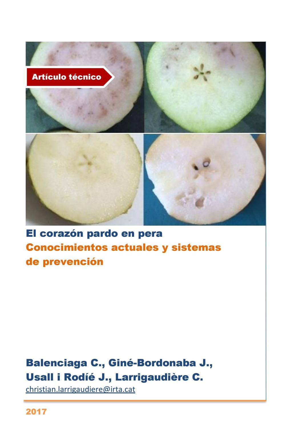 El corazón pardo en pera: conocimientos actuales y sistemas de ...