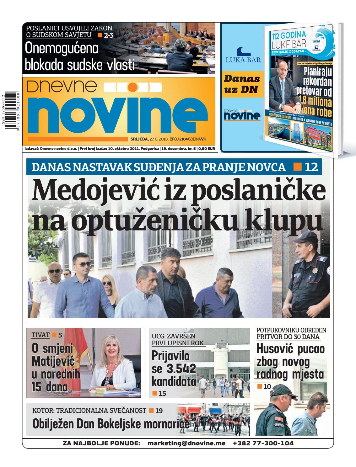 Dnevne novine 27. jun 2018. by Dnevne Novine - Issuu