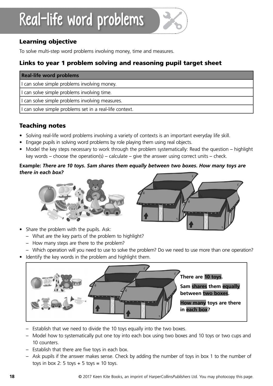 Everyday Problem Solving And Reasoning Year 1 Everyday Problem 