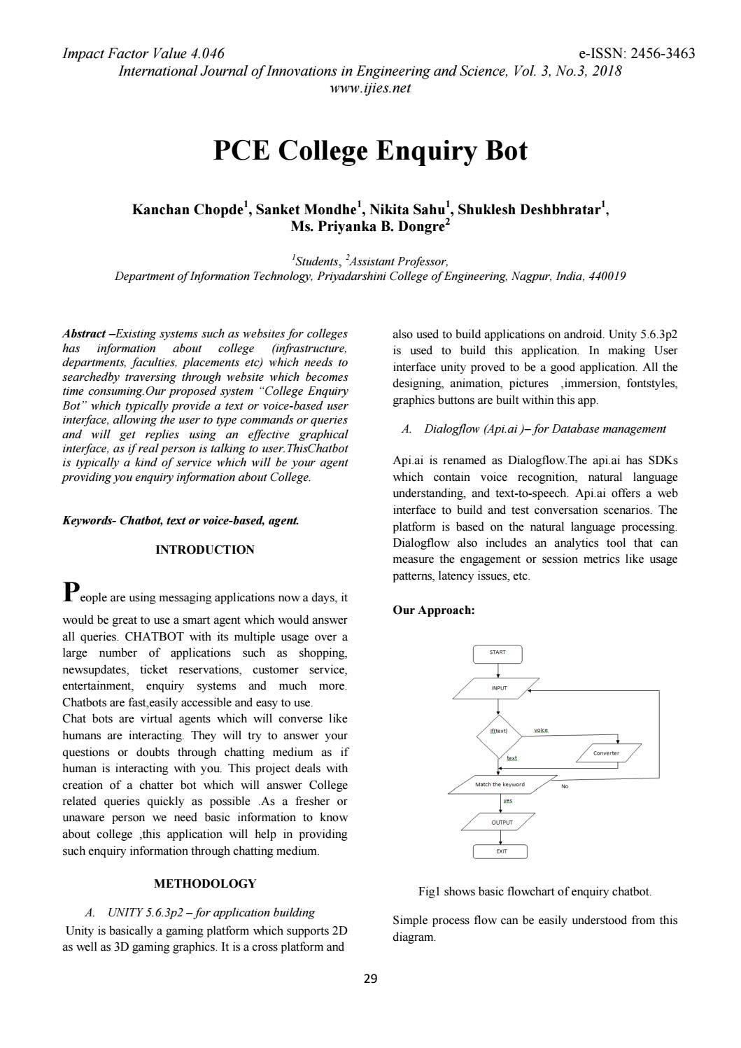 Pce college enquiry bot by International Journal of Innovations in ...