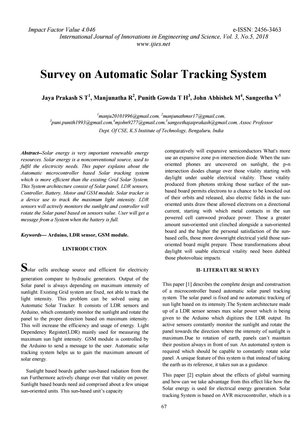 Survey on automatic solar tracking system by International Journal of ...