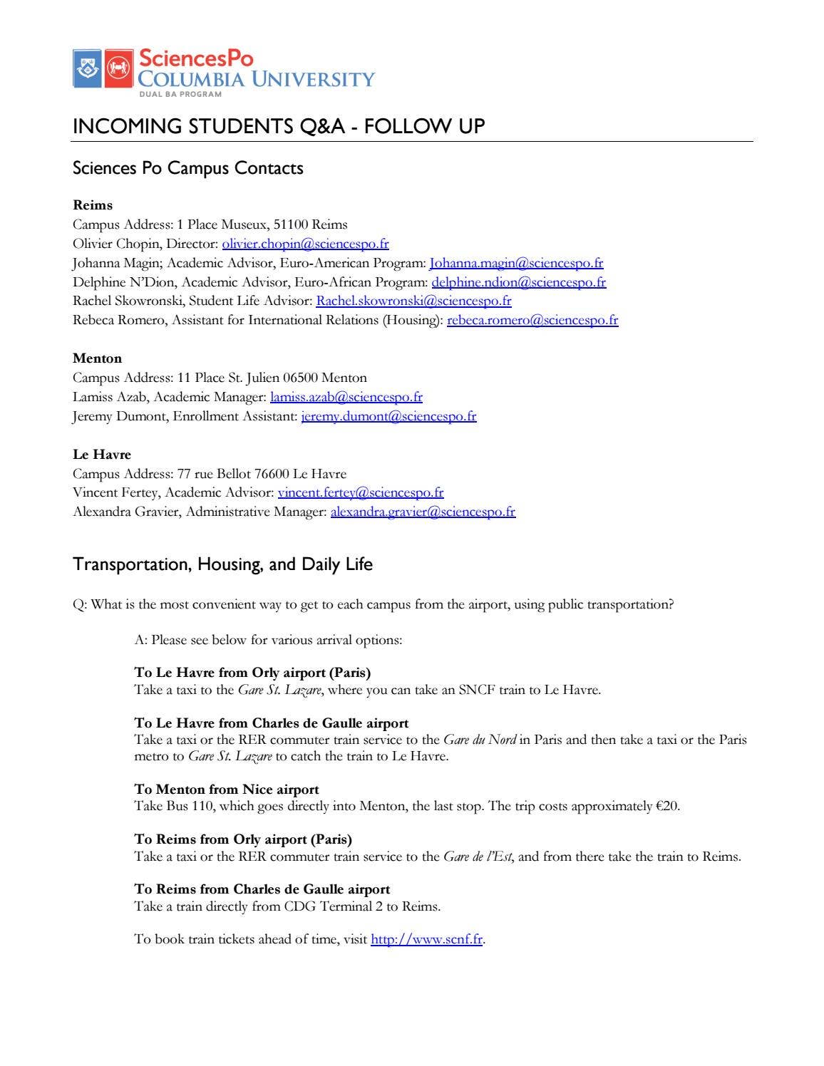 Sciences Po Student-Parent Follow Up by Columbia GS - Issuu